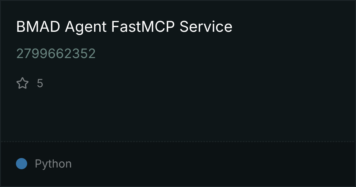 BMAD Agent FastMCP Service by 2799662352 | Glama