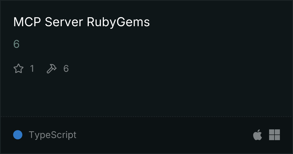 Score | MCP Server RubyGems | Glama