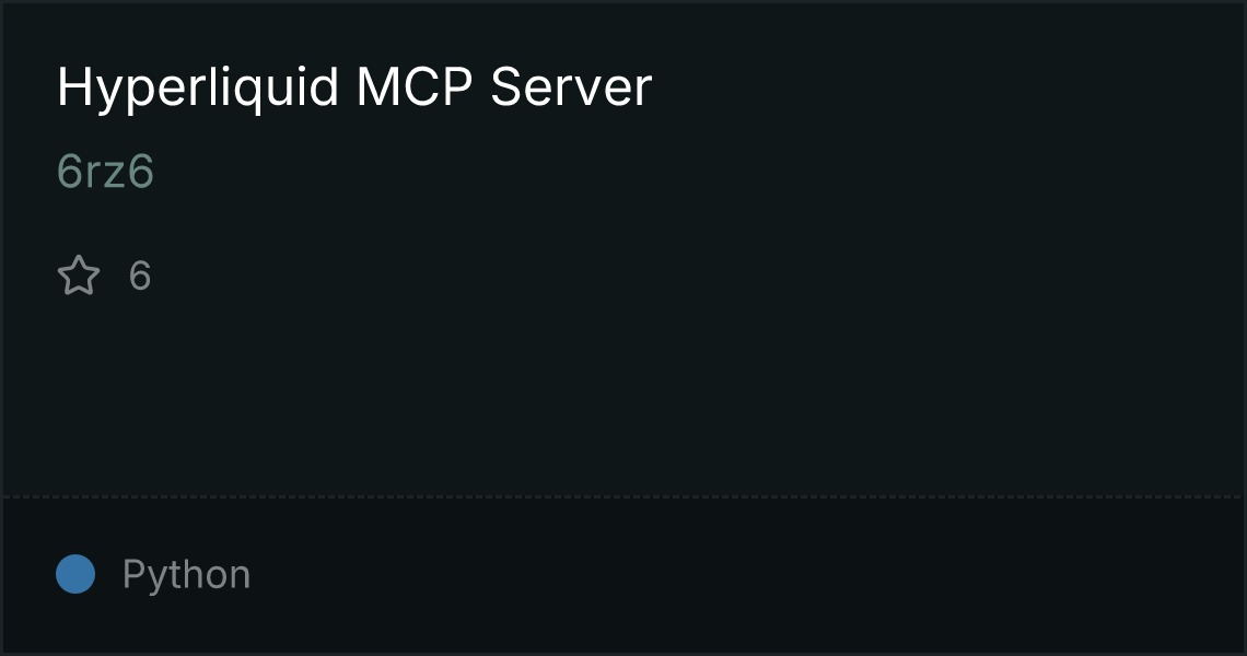 Hyperliquid MCP Server by 6rz6 | Glama