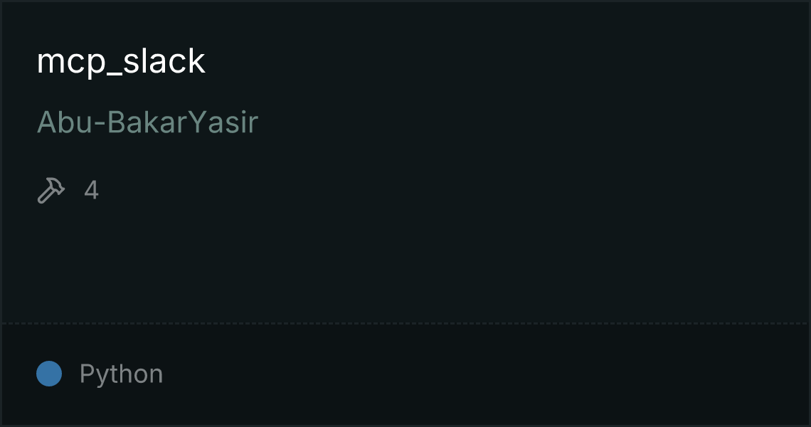 mcp_slack by Abu-BakarYasir | Glama