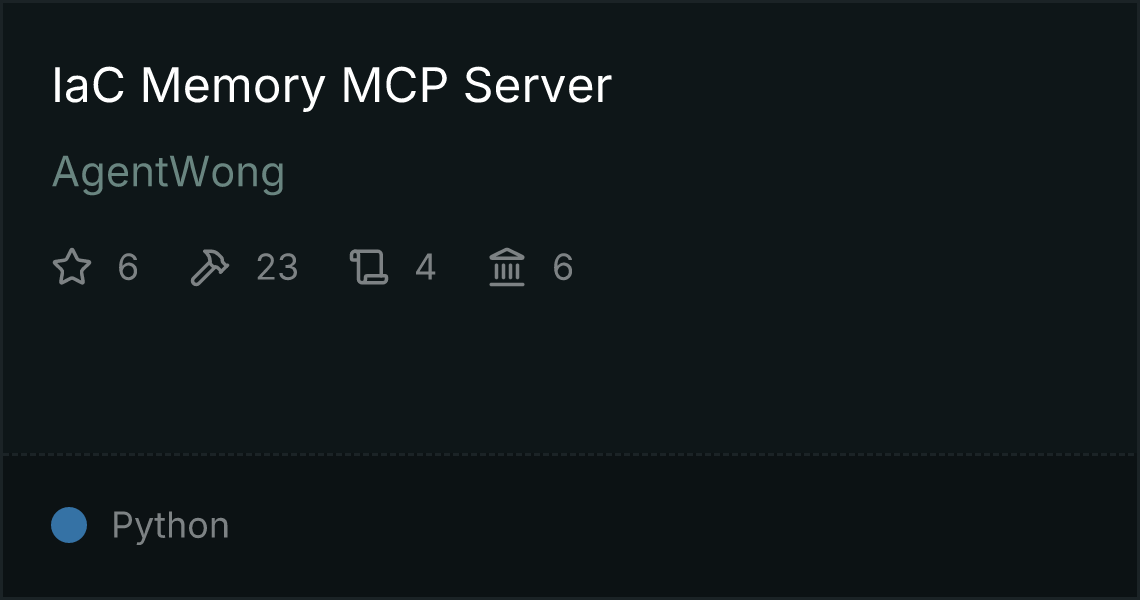 IaC Memory MCP Server by AgentWong | Glama
