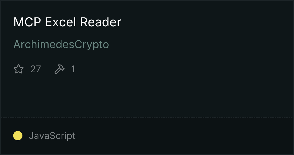 MCP Excel Reader by ArchimedesCrypto | Glama