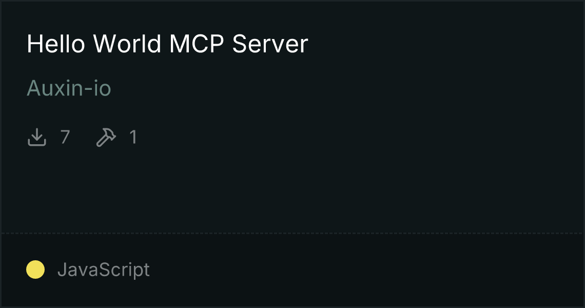 Hello World MCP Server | Glama