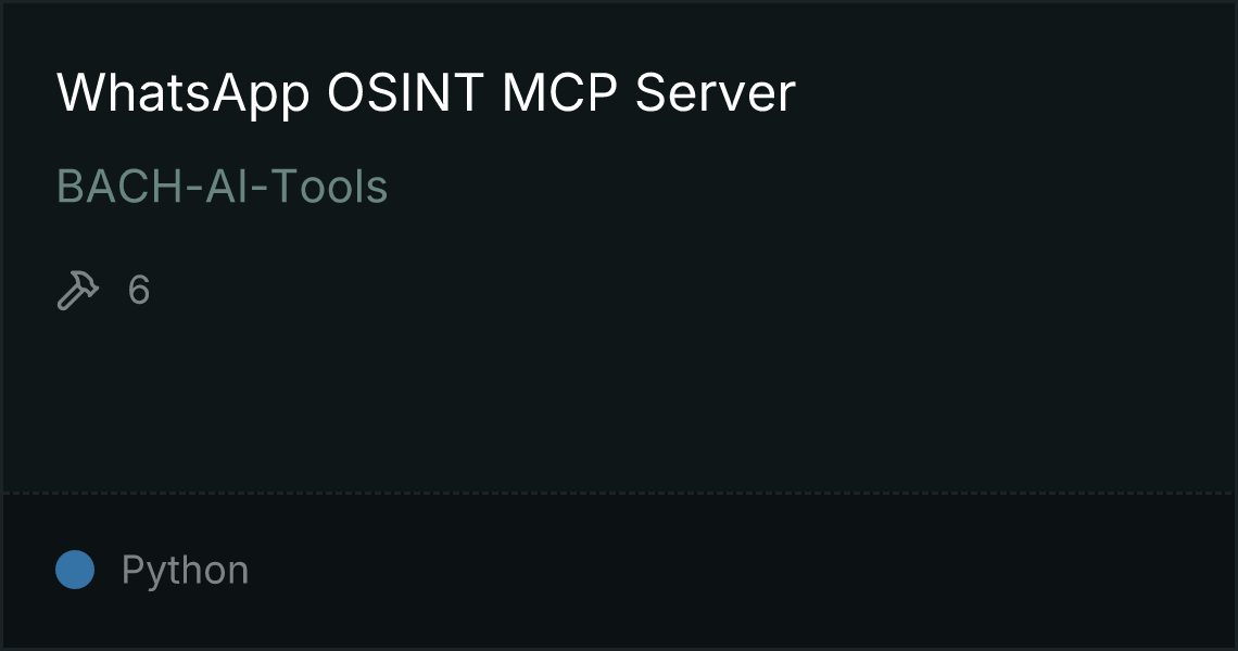 Score | WhatsApp OSINT MCP Server | Glama