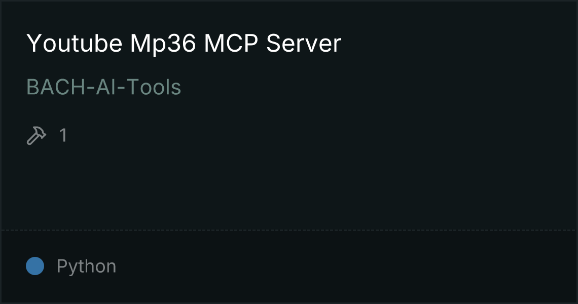Youtube Mp36 MCP Server alternatives | Glama