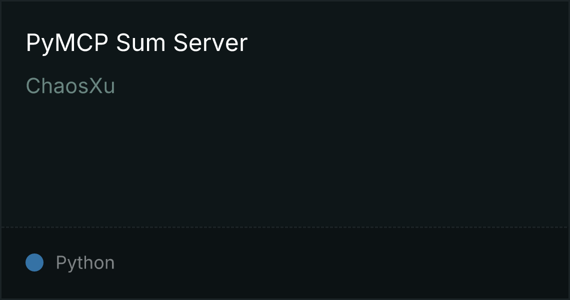 PyMCP Sum Server | Glama