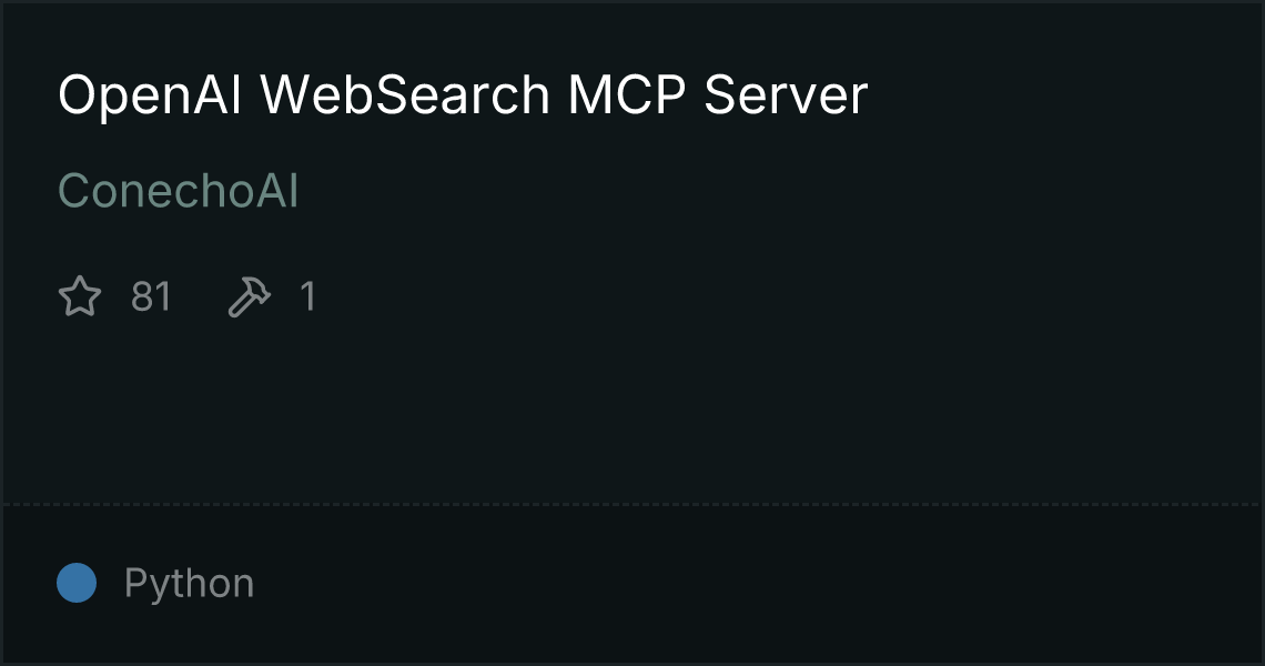 OpenAI WebSearch MCP Server by ConechoAI | Glama