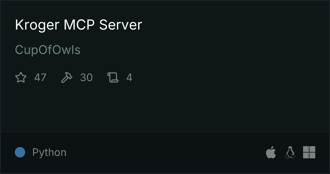 Kroger MCP Server by CupOfOwls | Glama