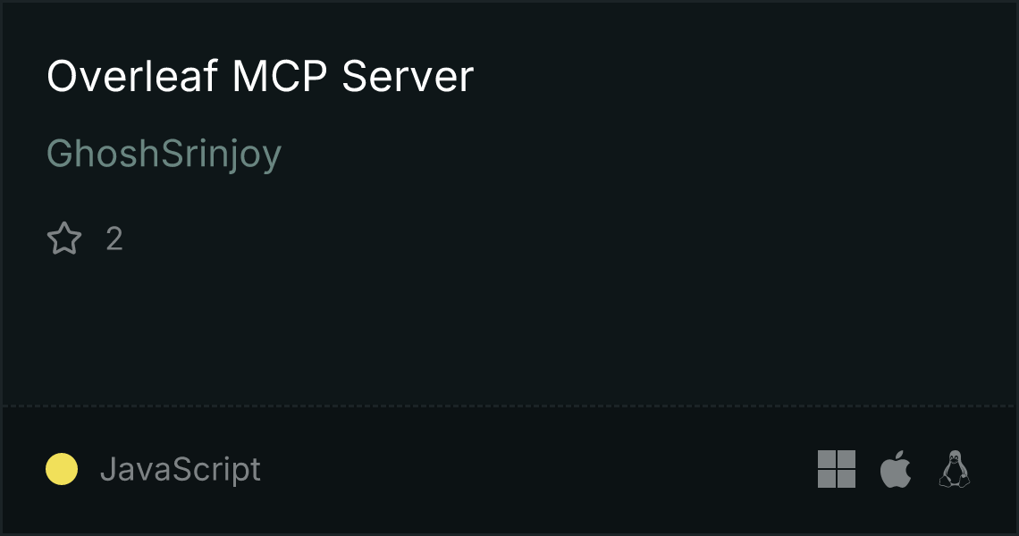 Overleaf MCP Server by GhoshSrinjoy | Glama