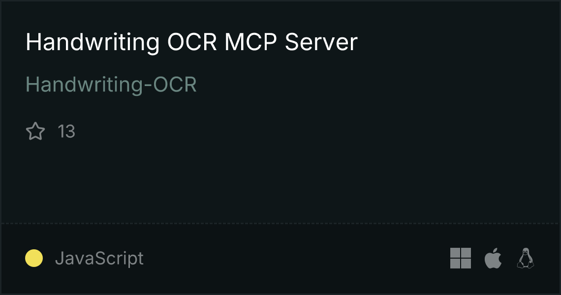 Handwriting OCR MCP Server by Handwriting-OCR | Glama