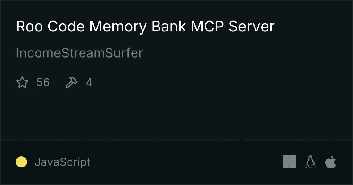 Roo Code Memory Bank MCP Server by IncomeStreamSurfer | Glama
