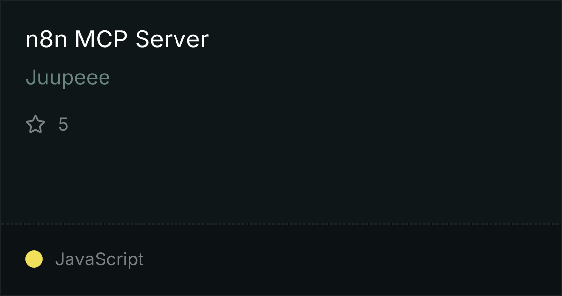 n8n MCP Server by Juupeee | Glama