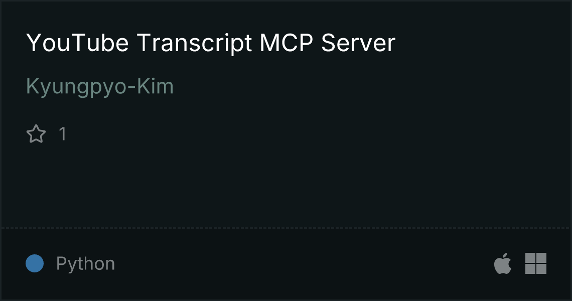 YouTube Transcript MCP Server | Glama