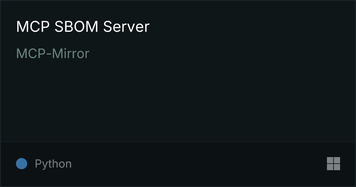 Score | MCP SBOM Server | Glama