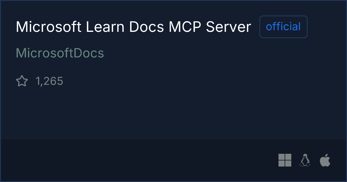 Microsoft Learn Docs MCP Server by MicrosoftDocs | Glama