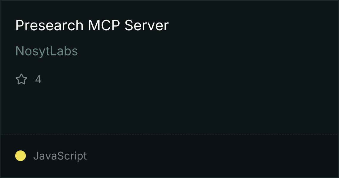 Presearch MCP Server | Glama