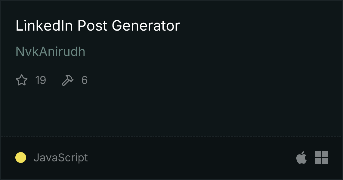 LinkedIn Post Generator by NvkAnirudh | Glama