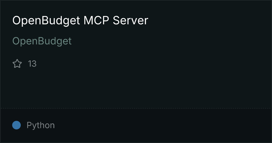 OpenBudget MCP Server by OpenBudget | Glama
