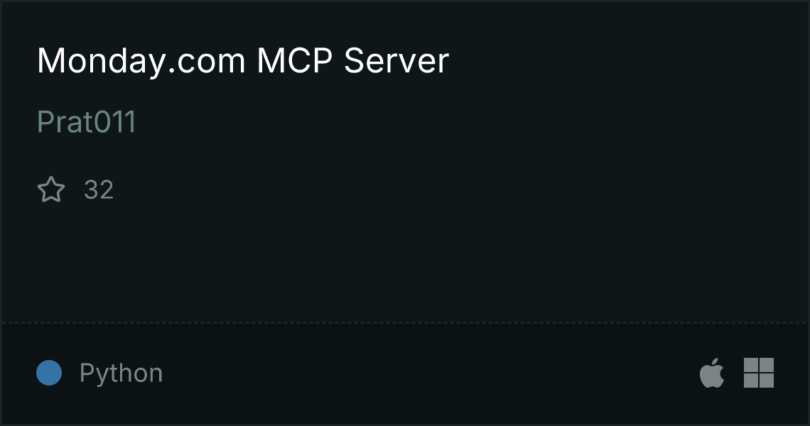 Monday.com MCP Server by Prat011 | Glama