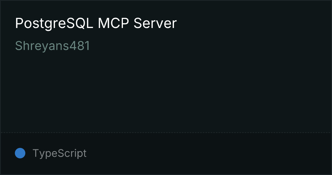 PostgreSQL MCP Server by Shreyans481 | Glama