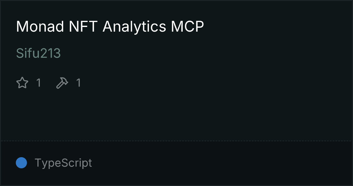 Monad NFT Analytics MCP | Glama