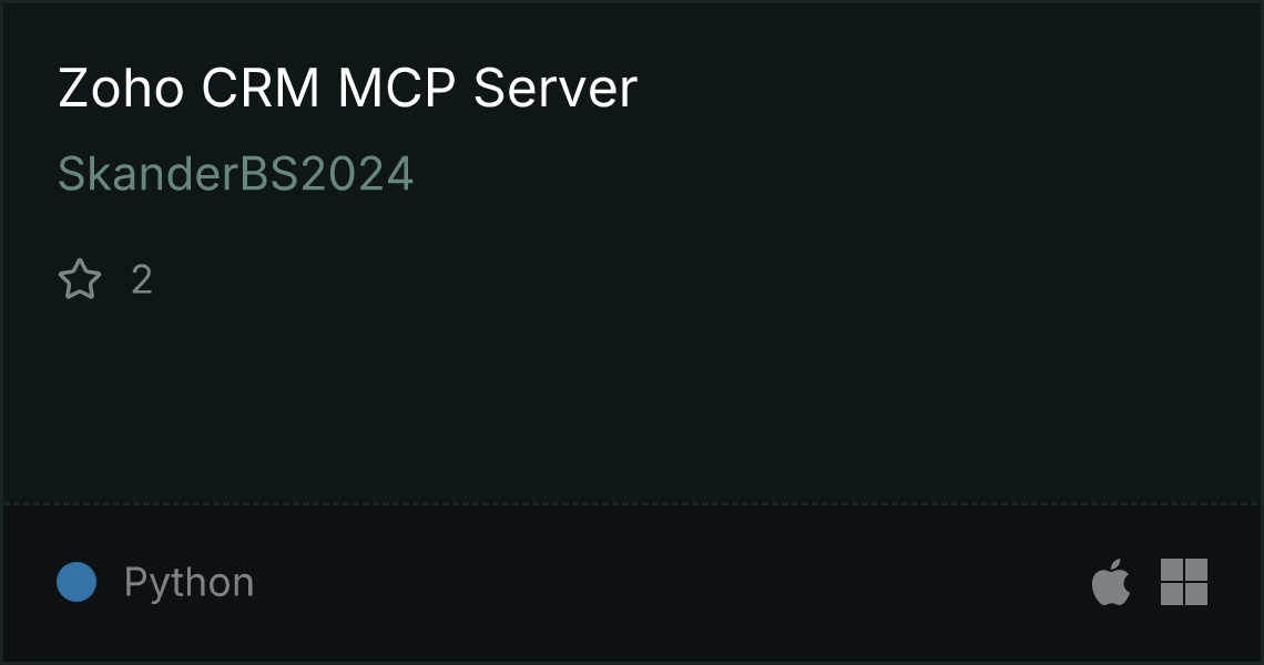 Score | Zoho CRM MCP Server | Glama