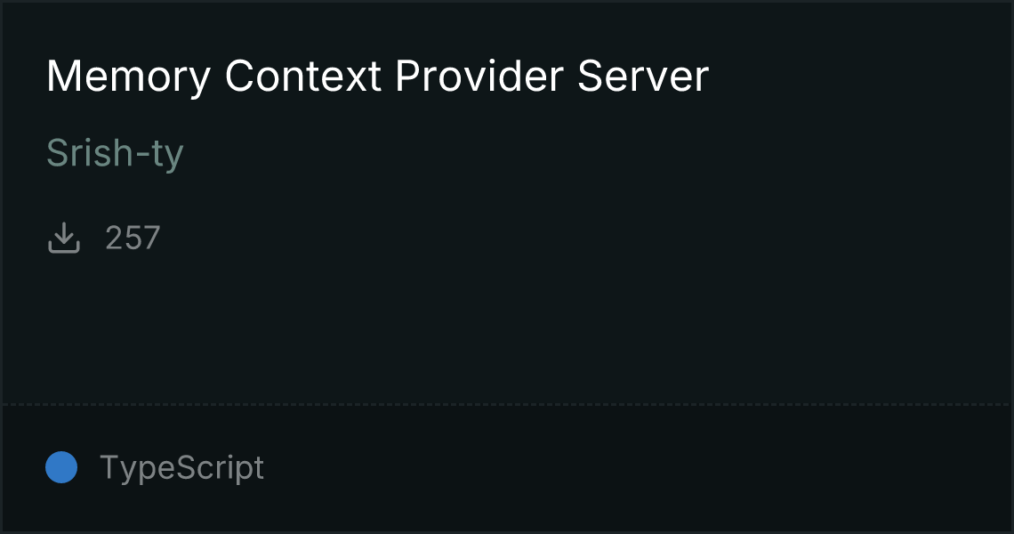 Memory Context Provider Server by Srish-ty | Glama