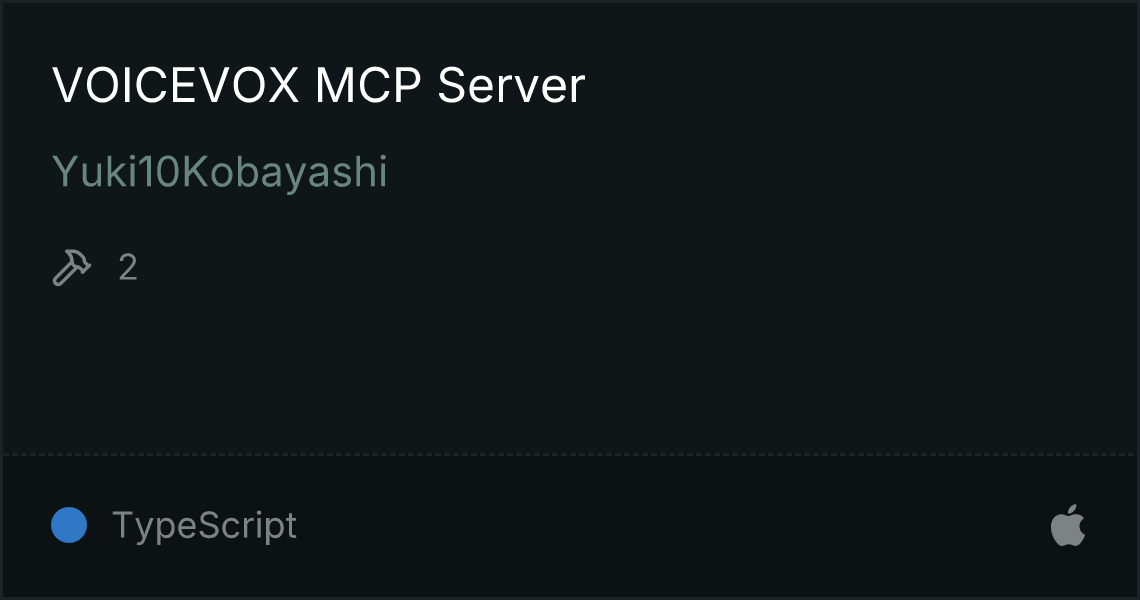 VOICEVOX MCP Server by Yuki10Kobayashi | Glama