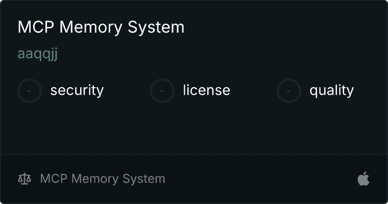 Score | MCP Memory System | Glama