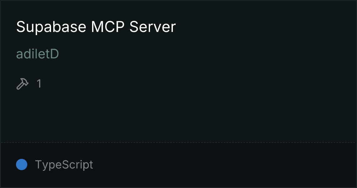 Supabase MCP Server by adiletD | Glama
