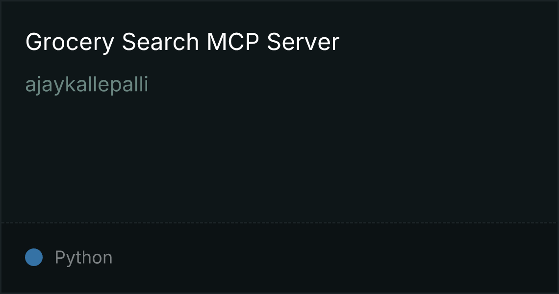 Grocery Search MCP Server by ajaykallepalli | Glama