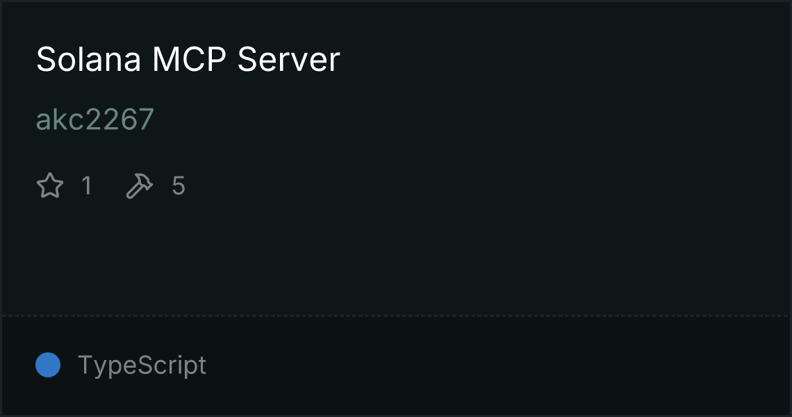 Solana MCP Server by akc2267 | Glama