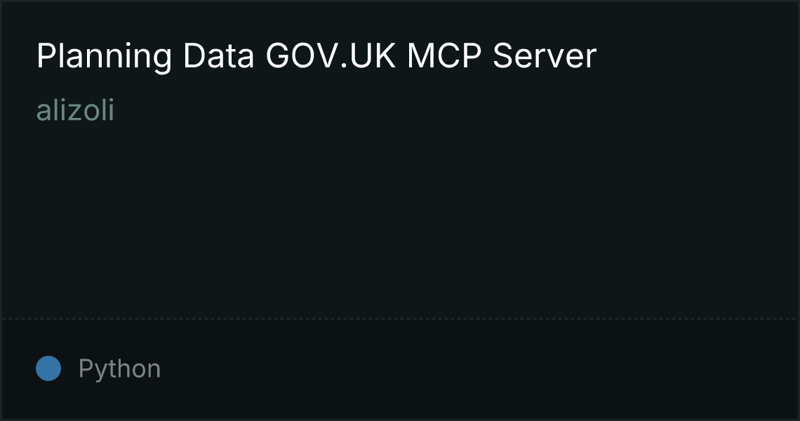 Planning Data GOV.UK MCP Server by alizoli | Glama