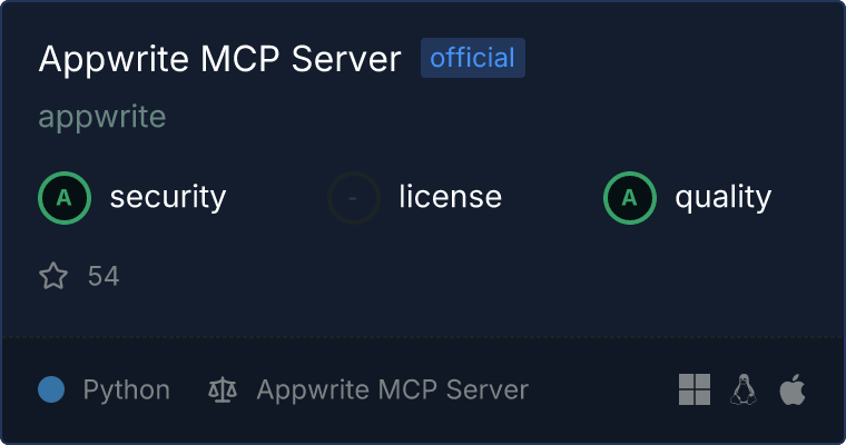 Score | Appwrite MCP Server | Glama