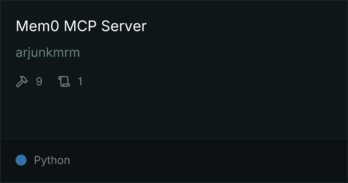 Score | Mem0 MCP Server | Glama