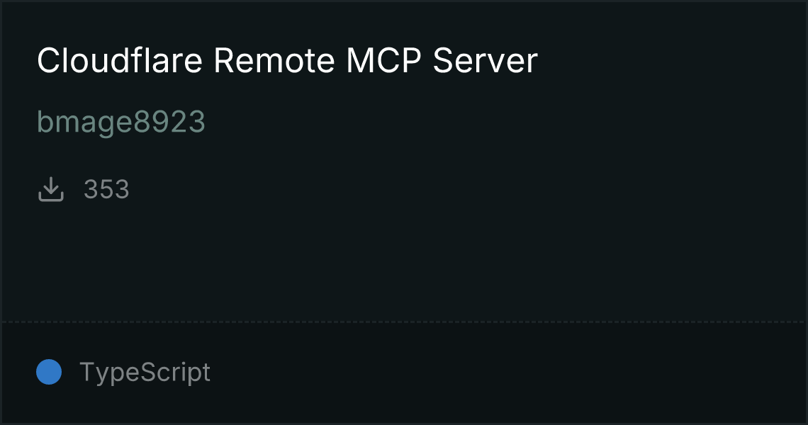 Cloudflare Remote MCP Server | Glama