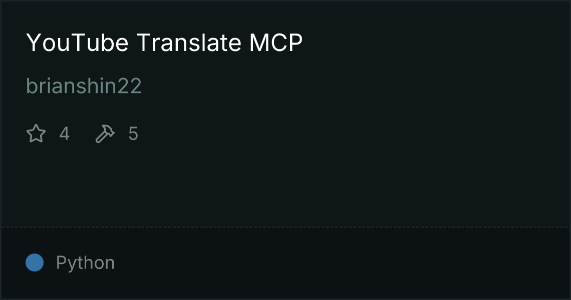 YouTube Translate MCP by brianshin22 | Glama