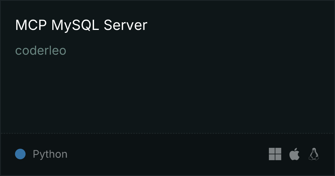 Score | MCP MySQL Server | Glama