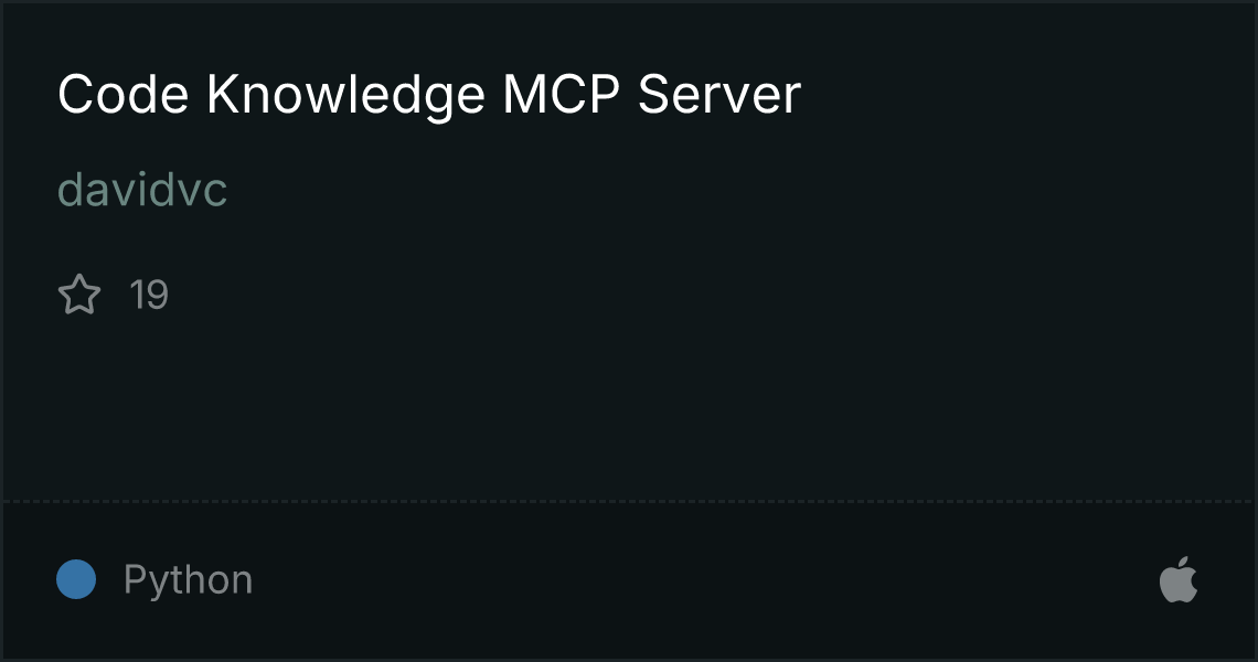 Code Knowledge MCP Server by davidvc | Glama
