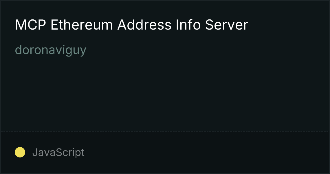 MCP Ethereum Address Info Server | Glama
