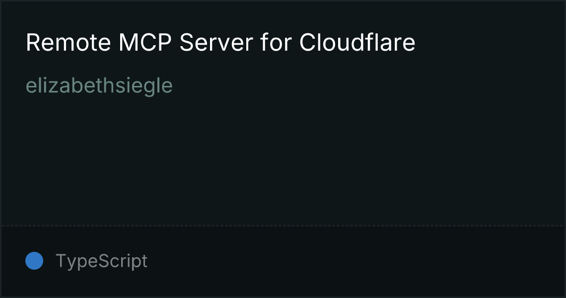 Remote MCP Server for Cloudflare | Glama