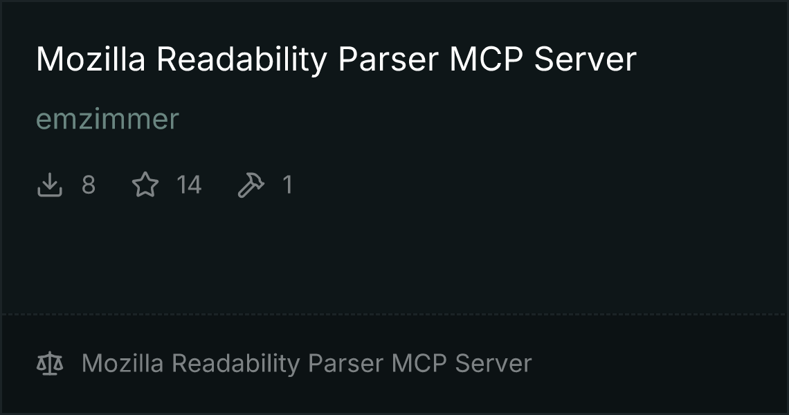 Mozilla Readability Parser MCP Server by emzimmer | Glama