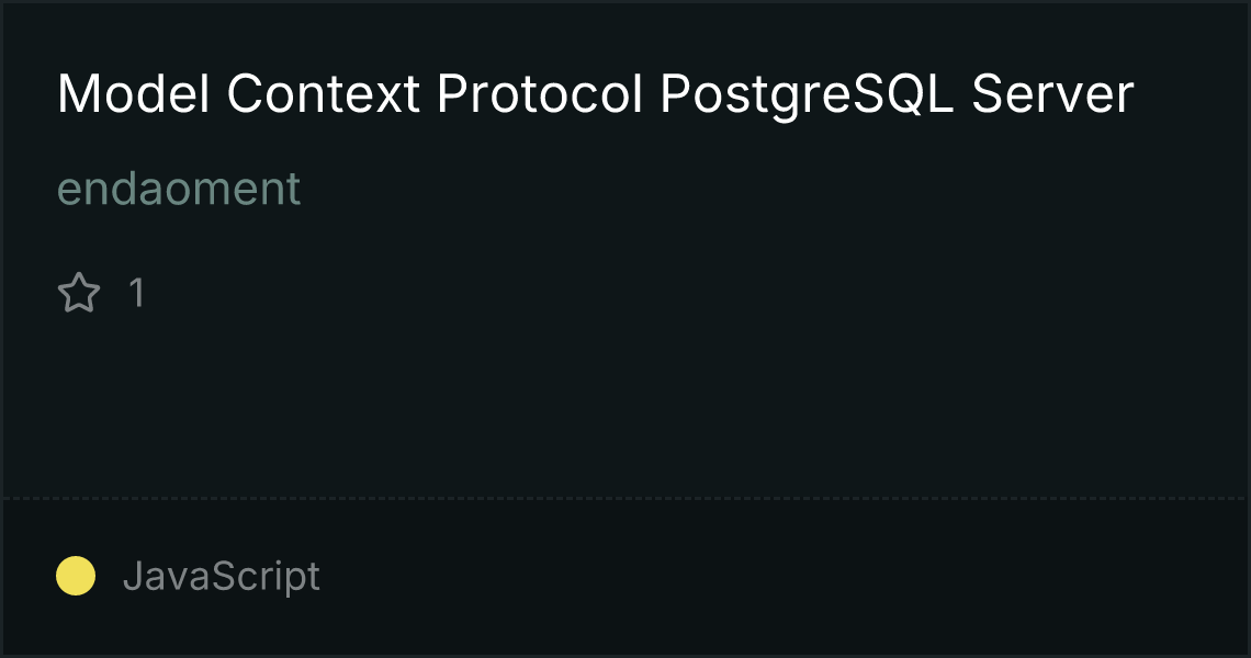 Score | Model Context Protocol PostgreSQL Server | Glama