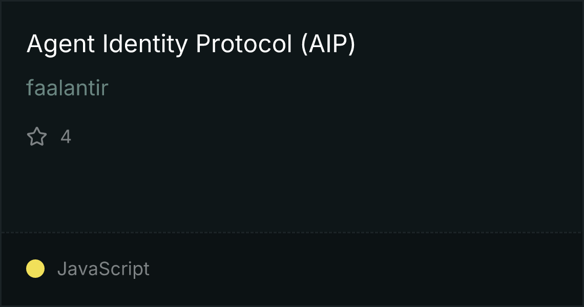 Agent Identity Protocol (AIP) by faalantir | Glama