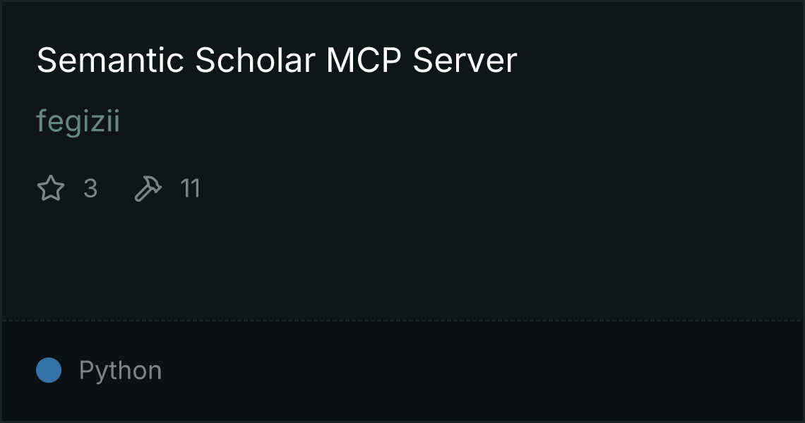 Semantic Scholar MCP Server by fegizii | Glama