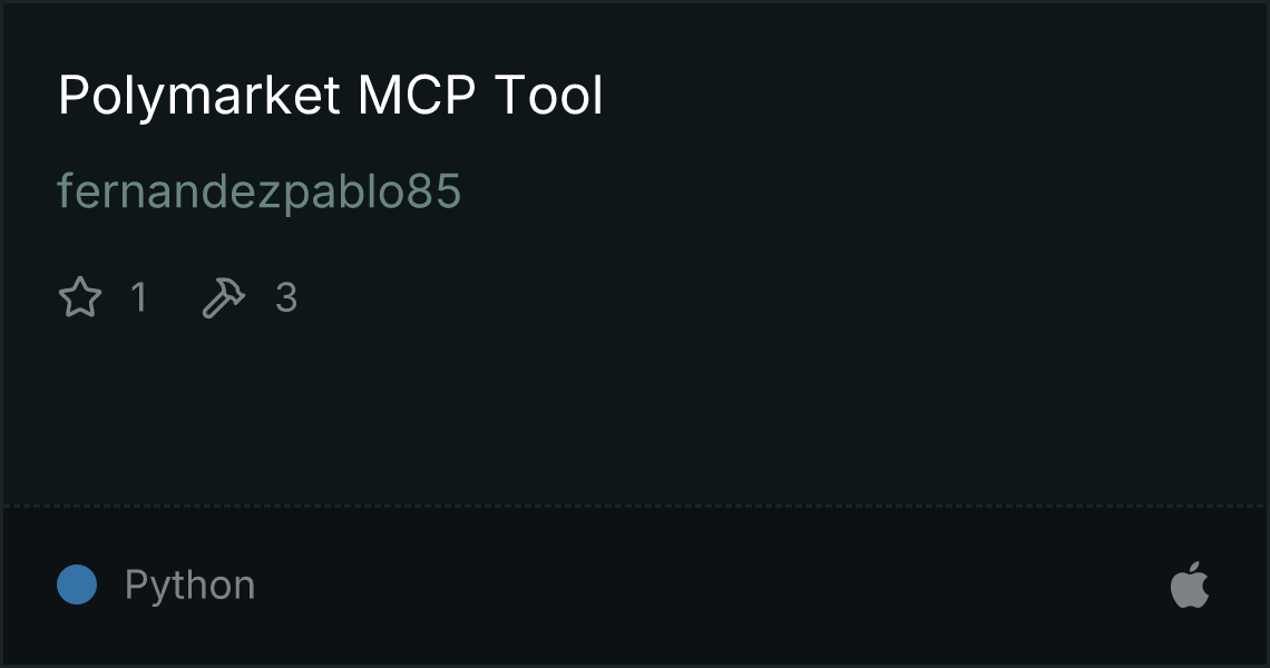 Polymarket MCP Tool by fernandezpablo85 | Glama