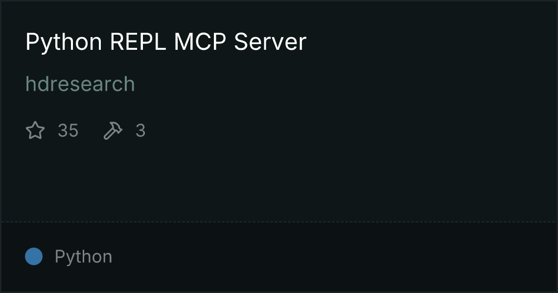 Python REPL MCP Server by hdresearch | Glama