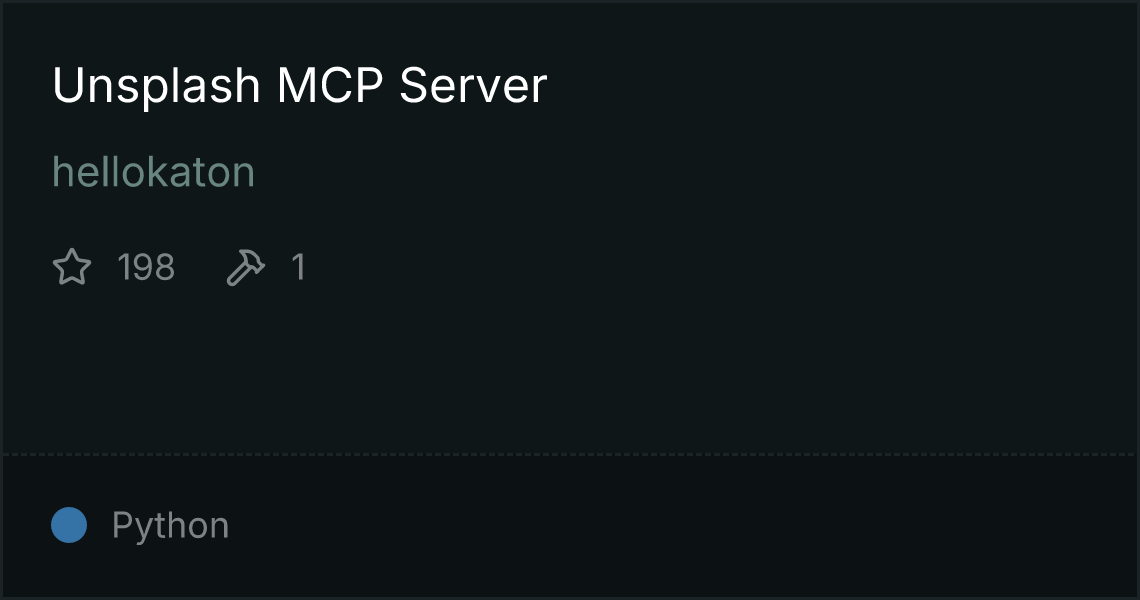 Unsplash MCP Server by hellokaton | Glama