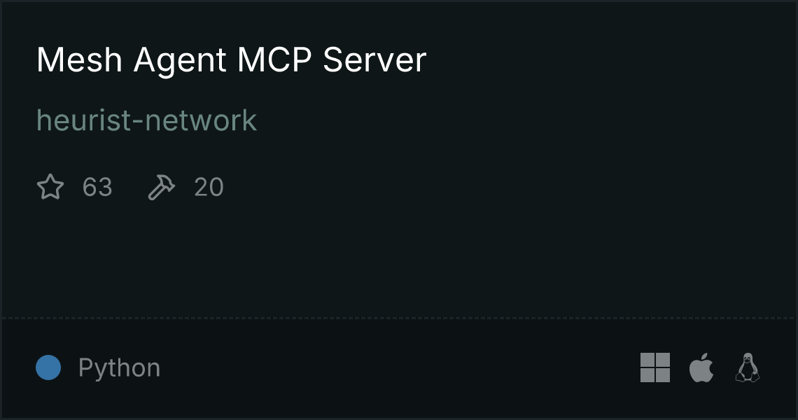 Mesh Agent MCP Server | Glama