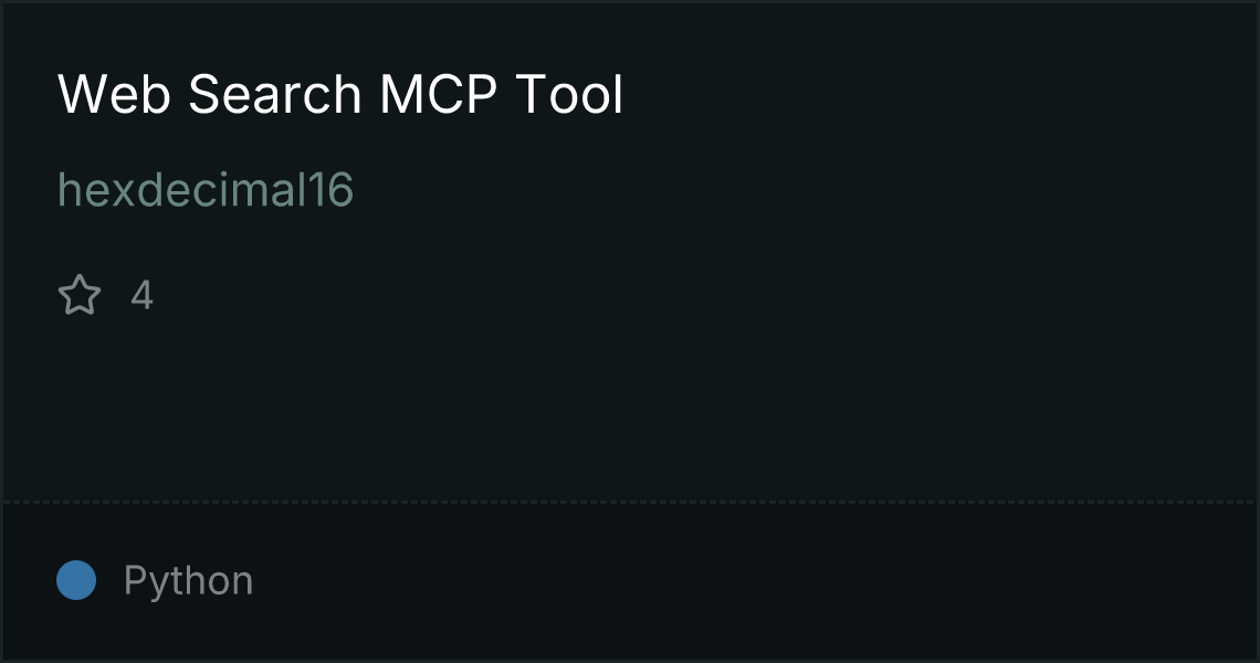 Web Search MCP Tool by hexdecimal16 | Glama